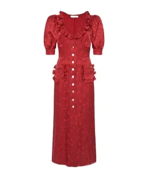 Alessandra Rich Ruffled Jacquard Midi Dress