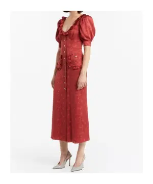 Alessandra Rich Ruffled Jacquard Midi Dress