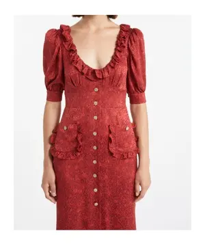 Alessandra Rich Ruffled Jacquard Midi Dress