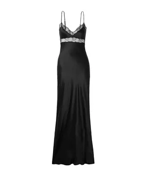 NILI LOTAN Adelie Lace-trimmed Silk-charmeuse Gown