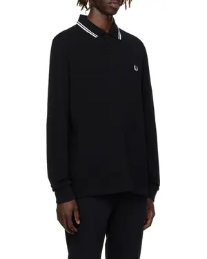 Fred Perry Twin Tipped Long-sleeve Polo Shirt - Black