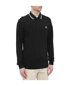 Fred Perry Twin Tipped Long-sleeve Polo Shirt - Black