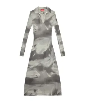 DIESEL® M-bridge Midi Dress With Camouflage Print - Gray