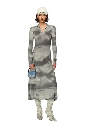 DIESEL® M-bridge Midi Dress With Camouflage Print - Gray