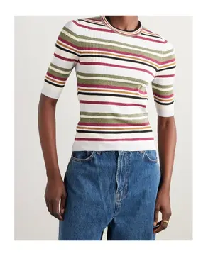 Veronica Beard Kavya Striped Ribbed-knit Sweater