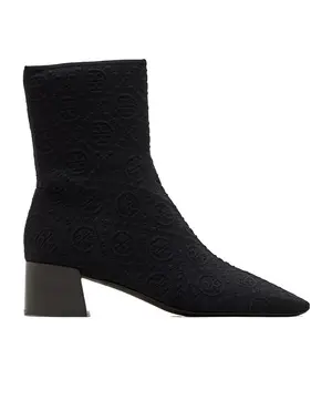 Tory Burch T Monogram Stretch Ankle Boots With Block Heel