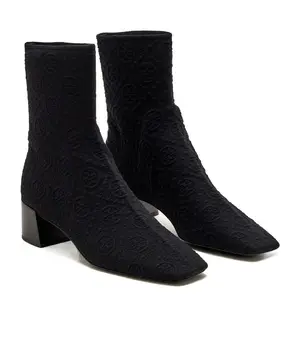 Tory Burch T Monogram Stretch Ankle Boots With Block Heel