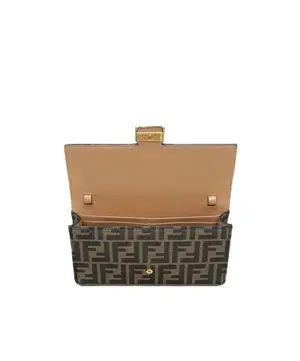 Fendi Baguette Ff Jacquard Chain-linked Wallet - Black