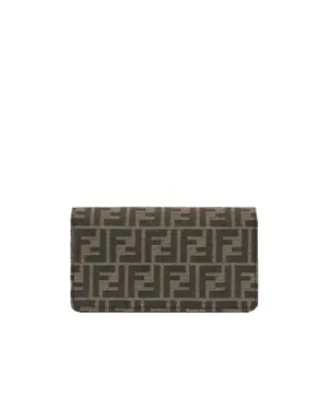 Fendi Baguette Ff Jacquard Chain-linked Wallet - Black