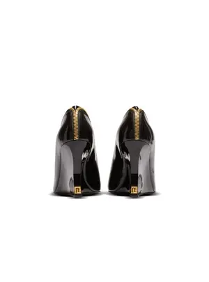 Balmain Zip Wedge Pumps In Patent Leather