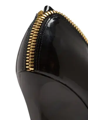 Balmain Zip Wedge Pumps In Patent Leather