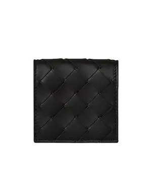 Bottega Veneta Intrecciato Folded Coin Purse - Black