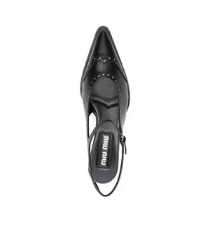 Miu Miu Pointed-toe Slingback Pumps With Kitten Heel - Black