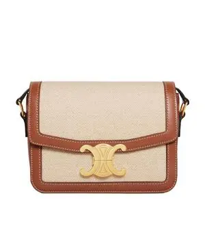 CELINE TEEN TRIOMPHE BAG IN TEXTILE AND CALFSKIN