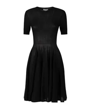 Alaïa Round Neck Knit Dress With Ruffled Hem
