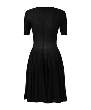 Alaïa Round Neck Knit Dress With Ruffled Hem