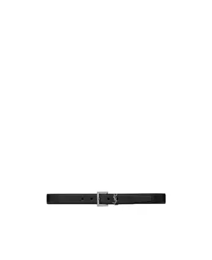 Saint Laurent Cassandre Square Buckle Belt - Black