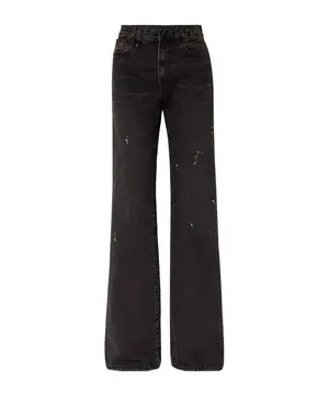 R13 Distressed Paint-splattered High-rise Flared Jeans - Black