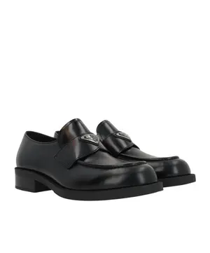 Prada Triangle-logo Loafers - Black
