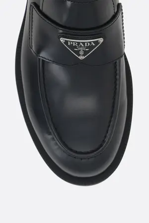 Prada Triangle-logo Loafers - Black