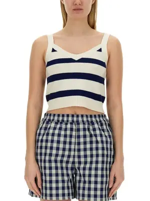 Baum Und Pferdgarten Striped V-neck Knit Top - White