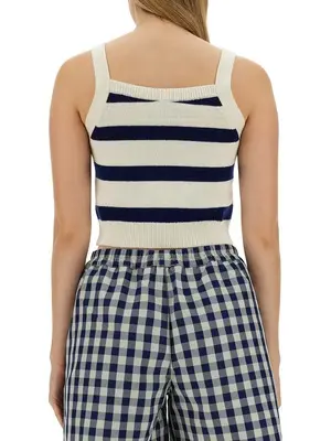 Baum Und Pferdgarten Striped V-neck Knit Top - White