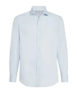 Brunello Cucinelli Twill Shirt With Spread Collar - White