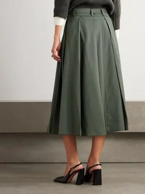 PATOU Belted Pleated Midi Skirt