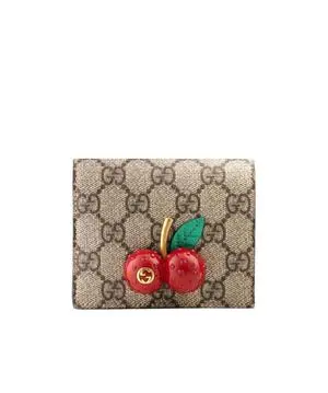 Gucci Gg Supreme Card Case With Cherries - Red