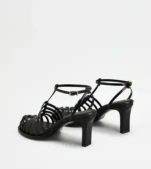 TOD'S Woven Leather Heeled Sandals With Adjustable T-strap