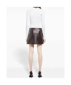 COURREGES Oblique Vinyl Mini Skirt - Chocalate