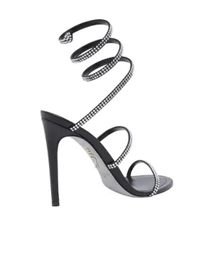 Rene Caovilla Cleo Embellished Spiral Heeled Sandals - Black