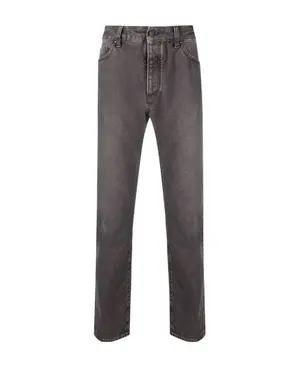 Palm Angels Straight Leg Jeans With Logo Detail