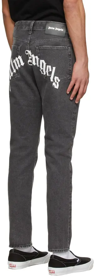 Palm Angels Straight Leg Jeans With Logo Detail