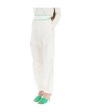 Bottega Veneta Logo Inlaid Flower Loose Fit Pants