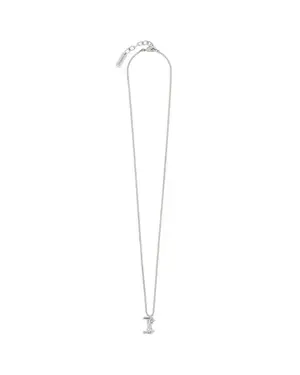 Saint Laurent Cassandre Ring Necklace In Metal - Gray