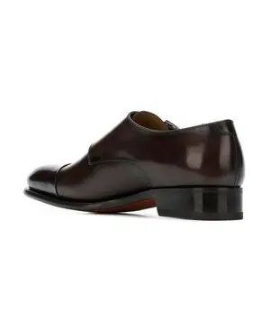 Santoni Buckle Detailed Slip-on Monk Shoes - Black