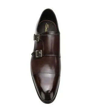 Santoni Buckle Detailed Slip-on Monk Shoes - Black