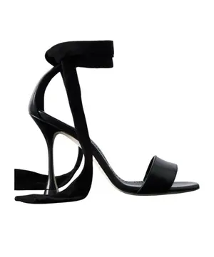 Manolo Blahnik Round Toe High Heel Sandals With Wrap-around Ankle Strap - Black