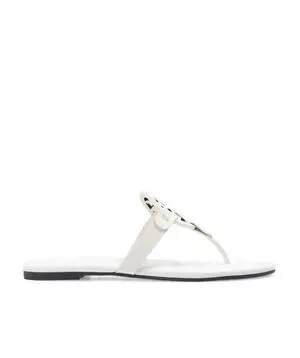 Tory Burch Miller Logo Plaque Sandals - White