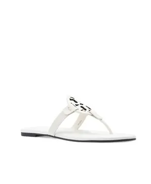 Tory Burch Miller Logo Plaque Sandals - White
