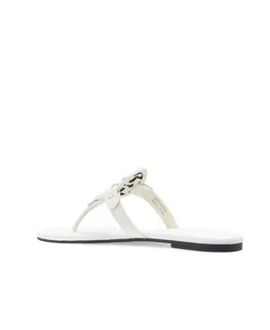 Tory Burch Miller Logo Plaque Sandals - White