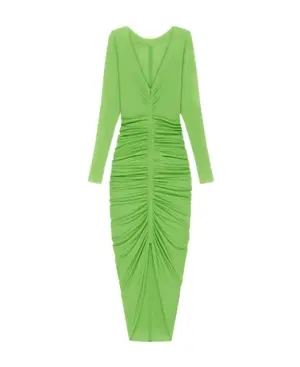 Givenchy Long Sleeve Ruched Evening Dress In Matte Viscose Jersey