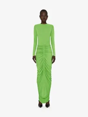 Givenchy Long Sleeve Ruched Evening Dress In Matte Viscose Jersey