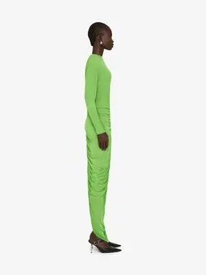 Givenchy Long Sleeve Ruched Evening Dress In Matte Viscose Jersey