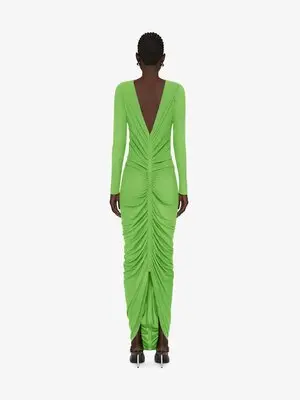 Givenchy Long Sleeve Ruched Evening Dress In Matte Viscose Jersey