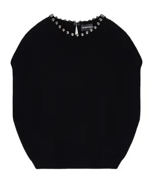 Emporio Armani Beaded-neck Ribbed Sweater