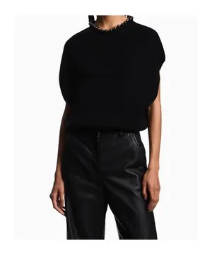 Emporio Armani Beaded-neck Ribbed Sweater