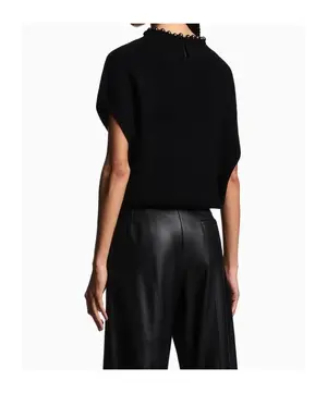 Emporio Armani Beaded-neck Ribbed Sweater
