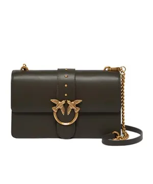 Pinko Logo Plaque Chain Linked Crossbody Bag - Black